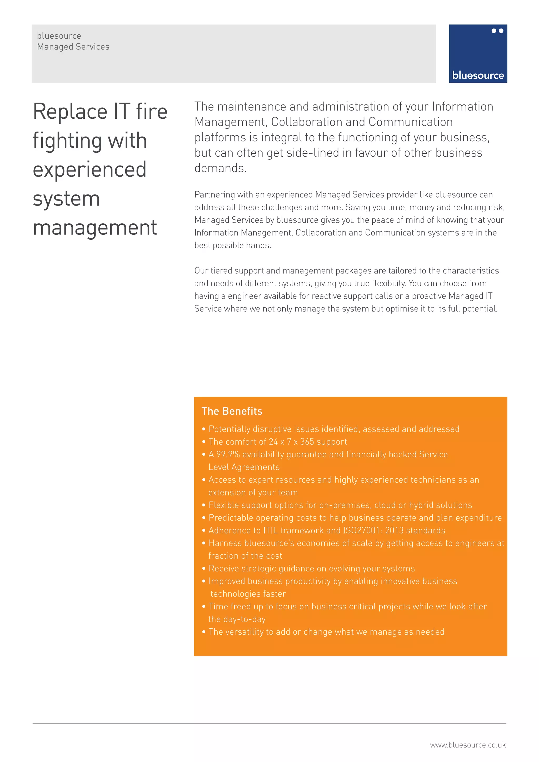 bluesource - Managed IT Services | PDF | Cloud Computing | Internet