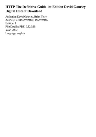 HTTP The Definitive Guide 1st Edition David Gourley | PDF