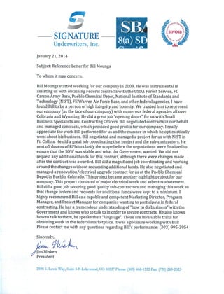 Signature Underwriters Reference Letter | PDF