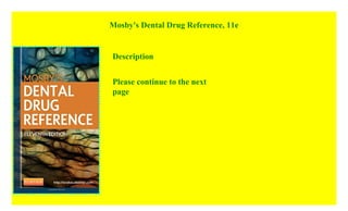 Mosby's Dental Drug Reference, 11e ((P.D.F))^^@@ | PPT