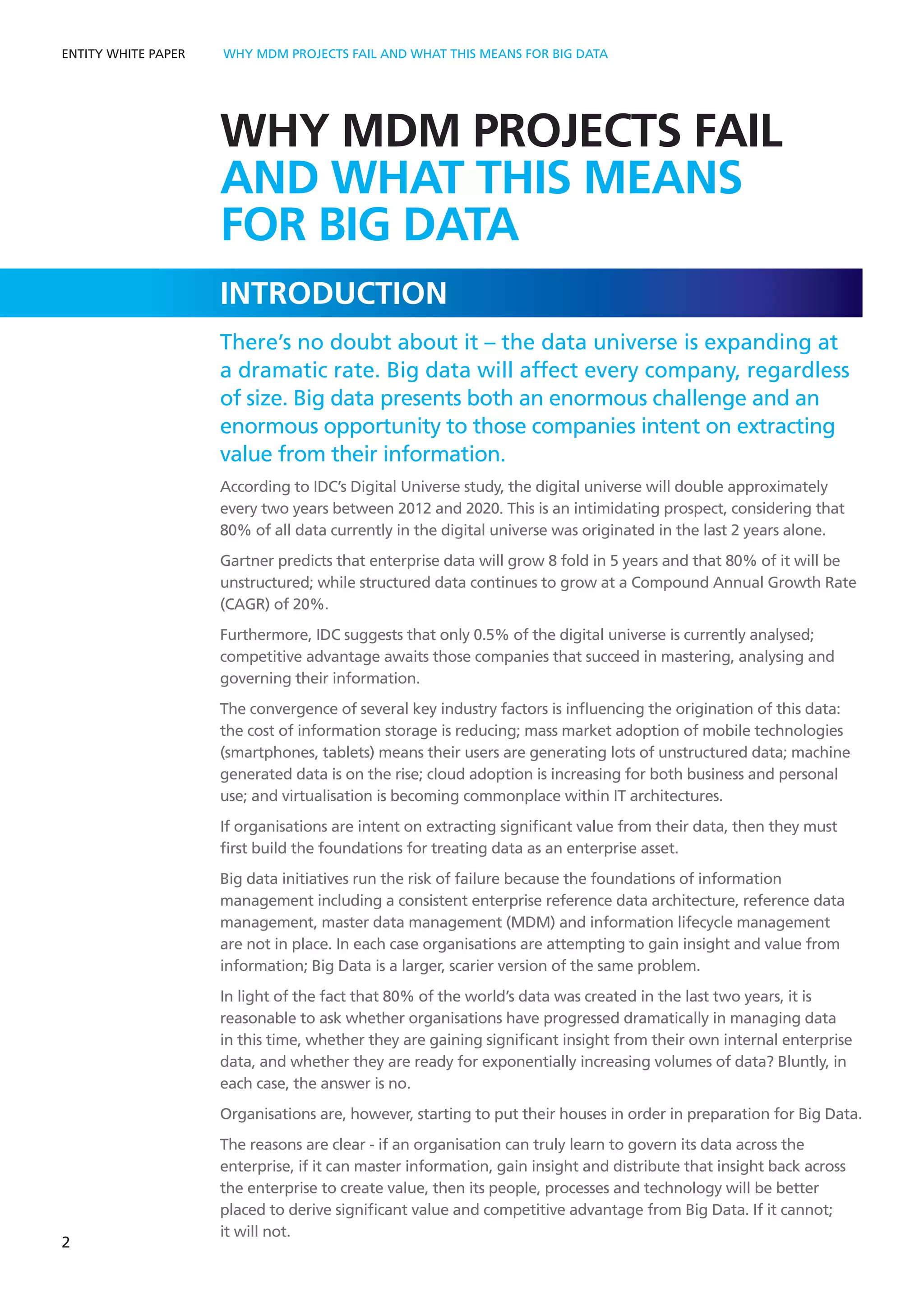 Why Master Data Management Projects Fail and what this means for Big ...