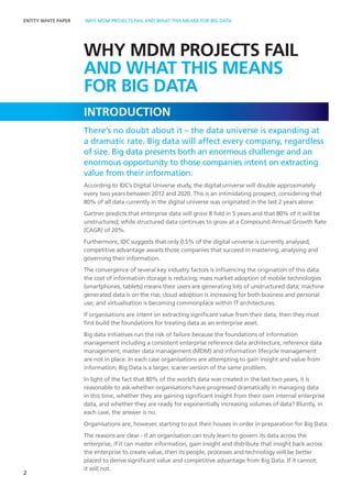 Why Master Data Management Projects Fail and what this means for Big ...