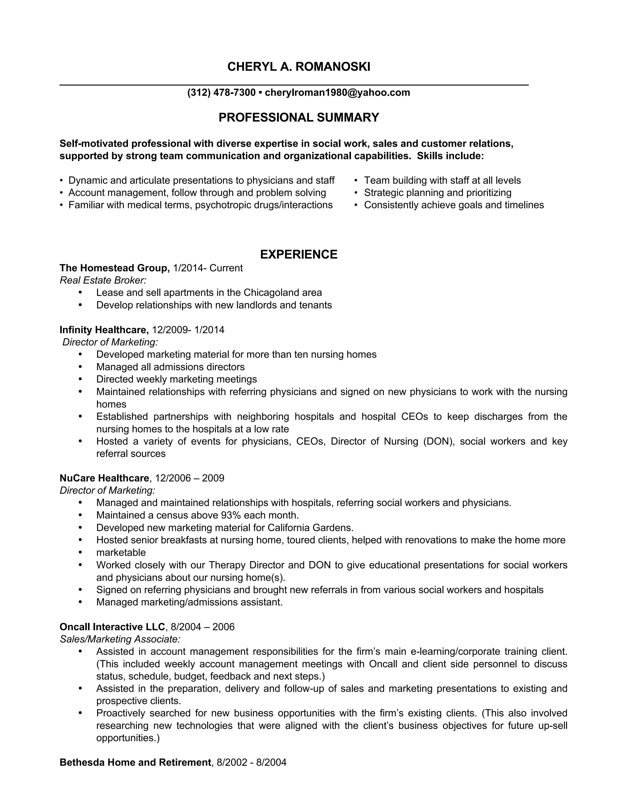 Cheryl Romanoski Resume - Sep 2015 | PDF