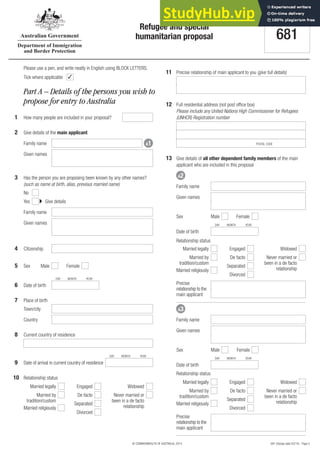 681 - Refugee And Special Humanitarian Proposal | PDF