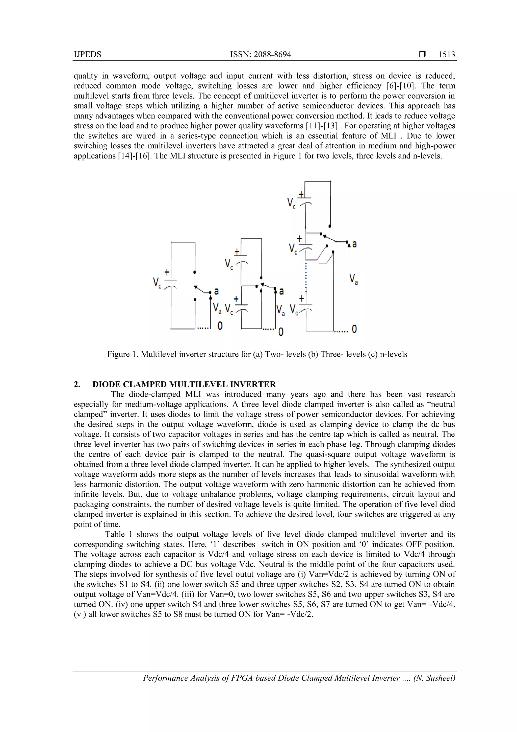 Performance Analysis of FPGA based Diode Clamped Multilevel Inverter Fed Induction Motor Drive ...