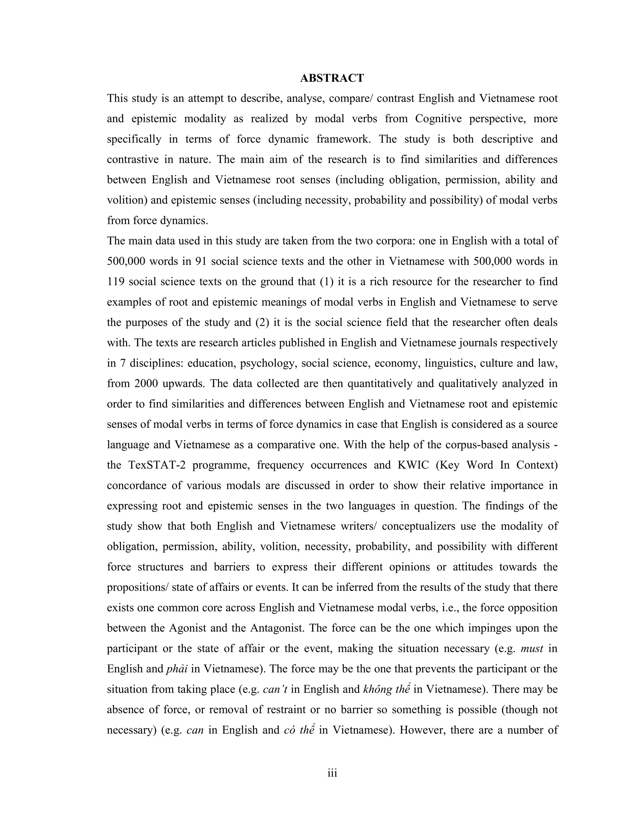 Modality in English and Vietnamese: A Cognitive Perspective = tính tình ...