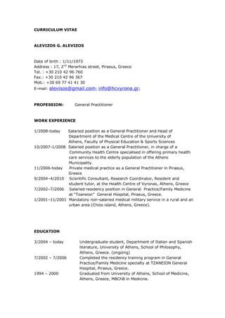 Alevizos CV | PDF