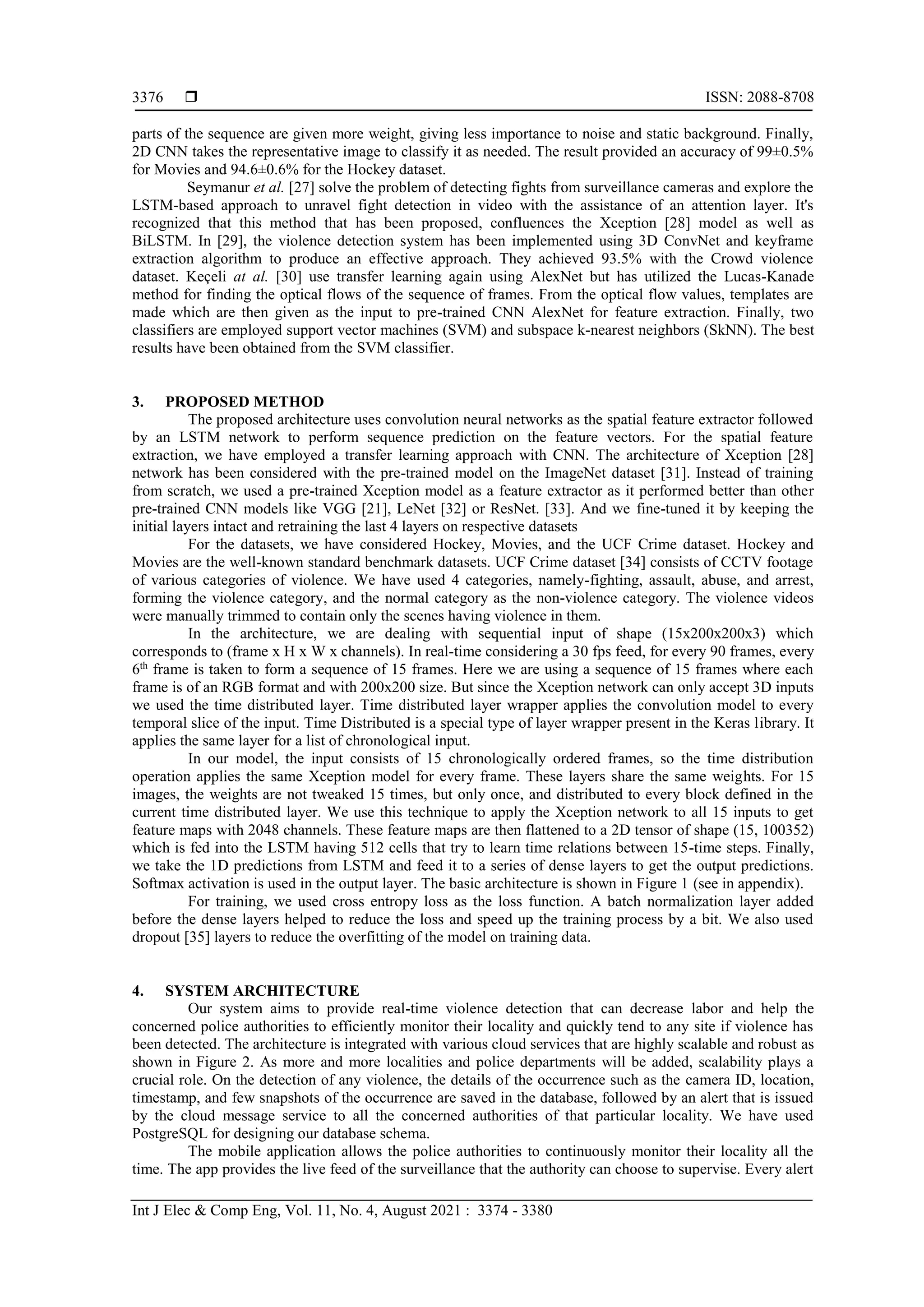 A fully integrated violence detection system using CNN and LSTM | PDF