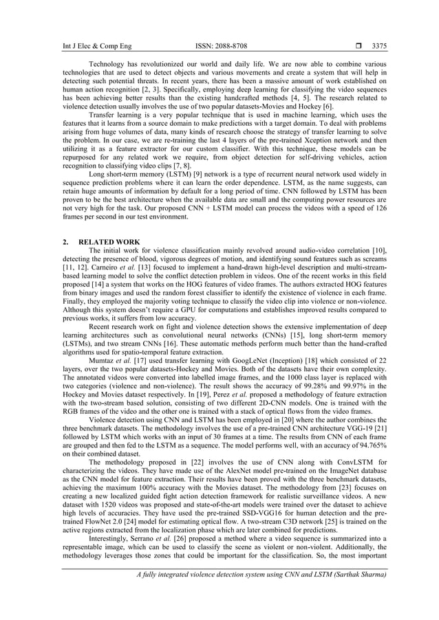 A fully integrated violence detection system using CNN and LSTM | PDF