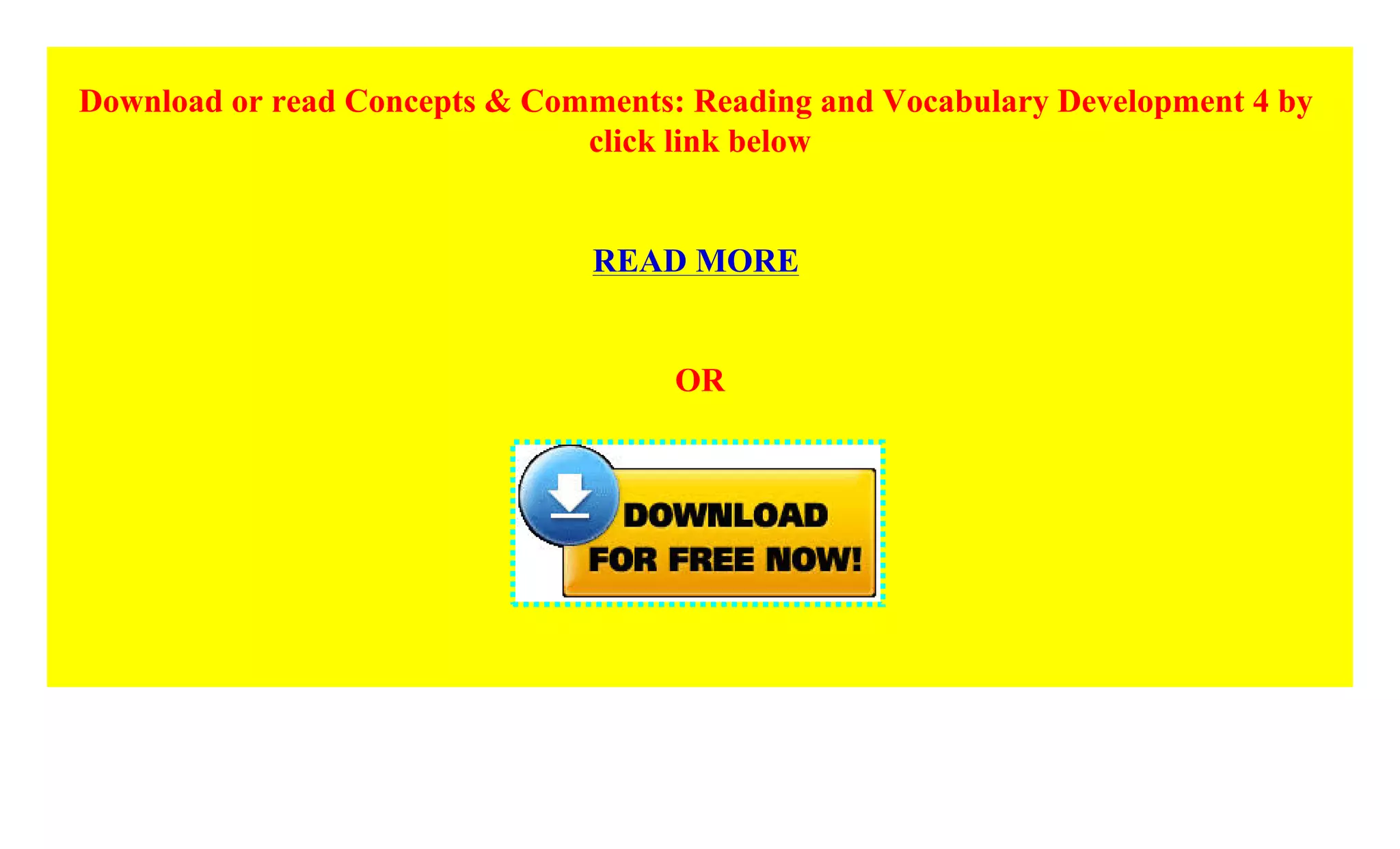 Concepts & Comments: Reading and Vocabulary Development 4 [P.D.F_book]@@ | PDF