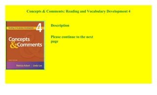 Concepts & Comments: Reading and Vocabulary Development 4 [P.D.F_book ...