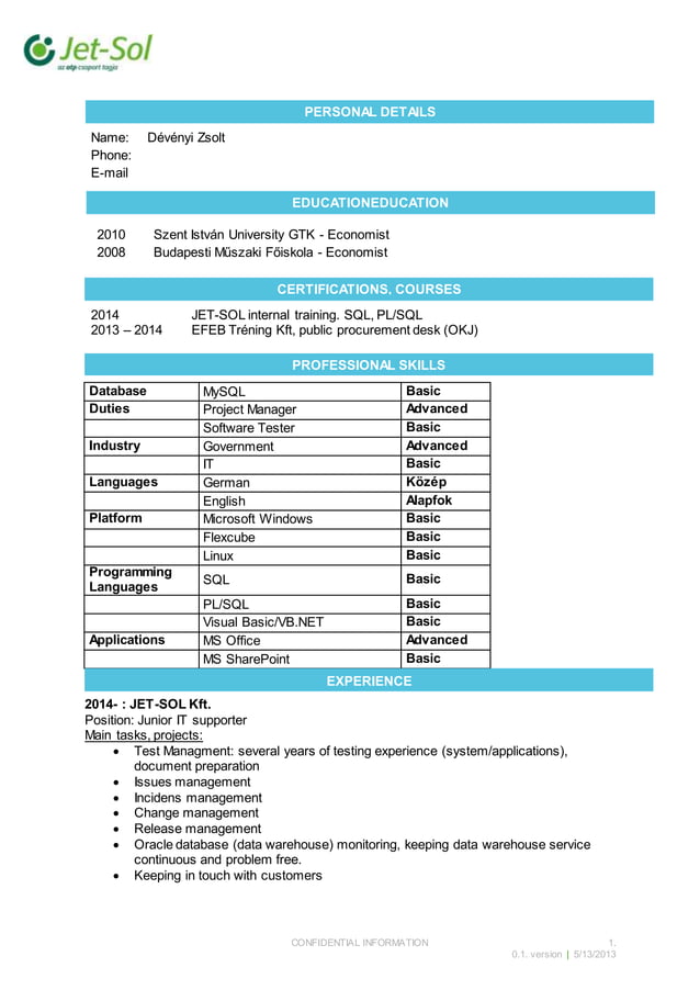 JS_CV_Dévényi_Zsolt_EN | DOCX | Databases | Computer Software and Applications