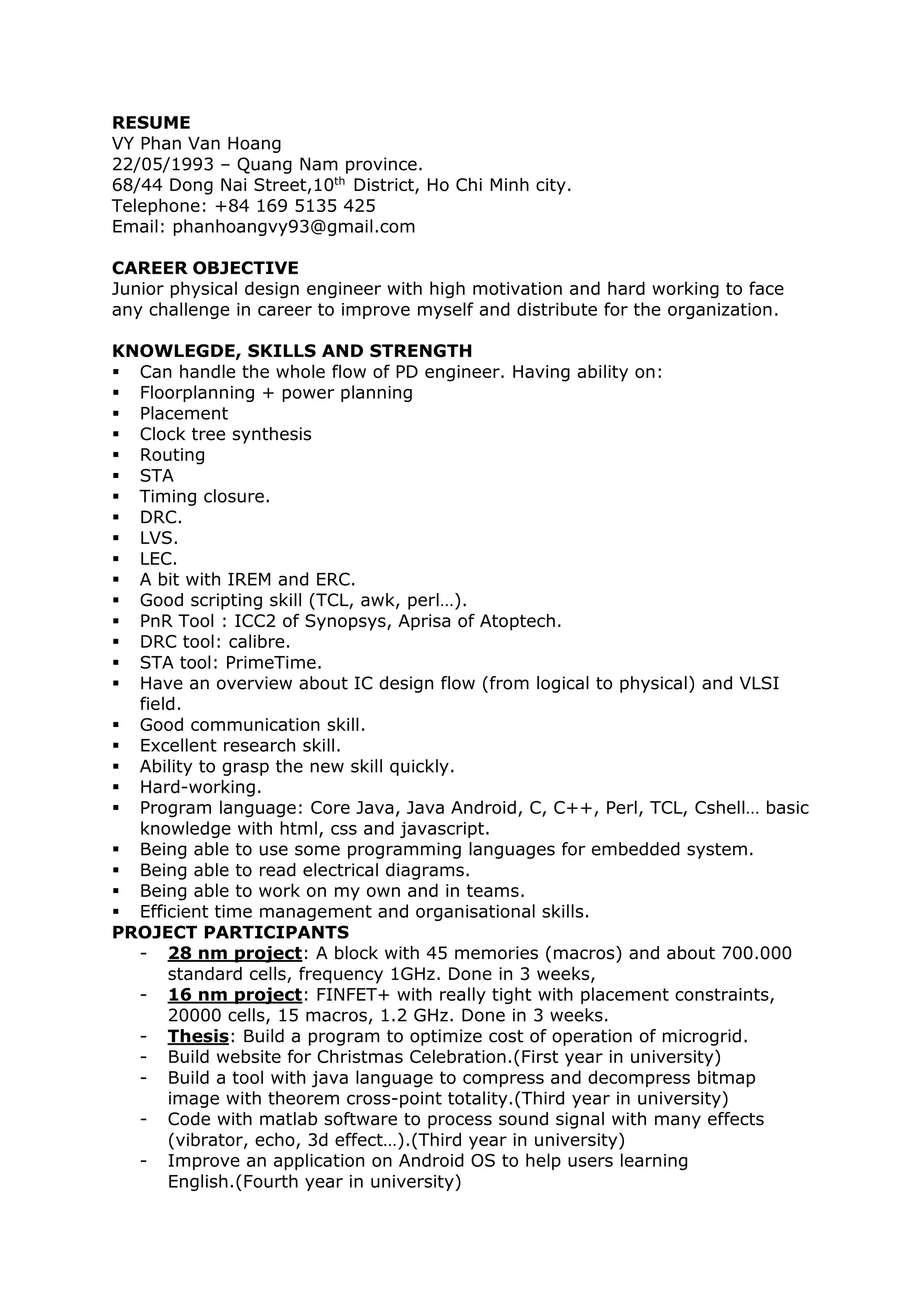Phan Van Hoang Vy_resume | PDF