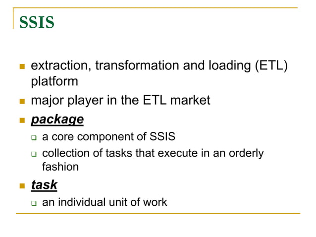 SSIS begineer | PPT | Databases | Computer Software and Applications