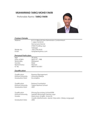 TariqFakriResumé_October2016 | PDF | Business Administration | Business