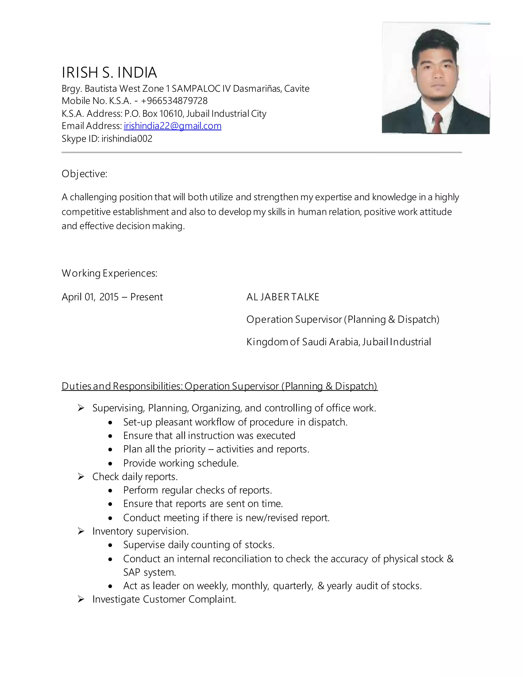 Irish India- resume | DOCX