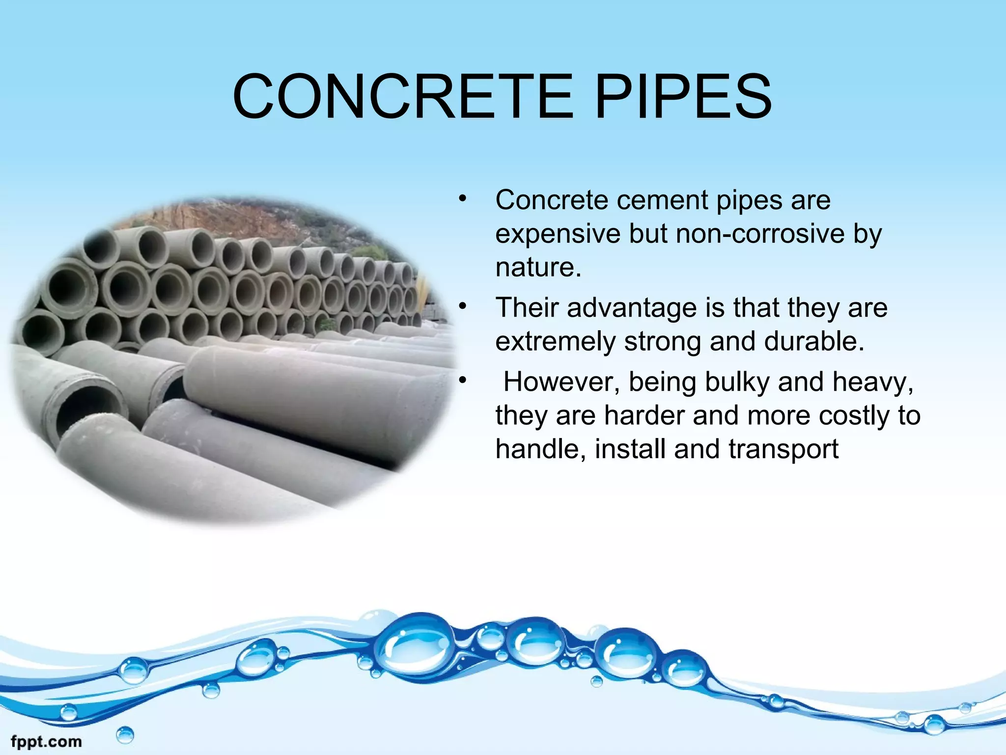 Water Supply Pipes Description | PPT