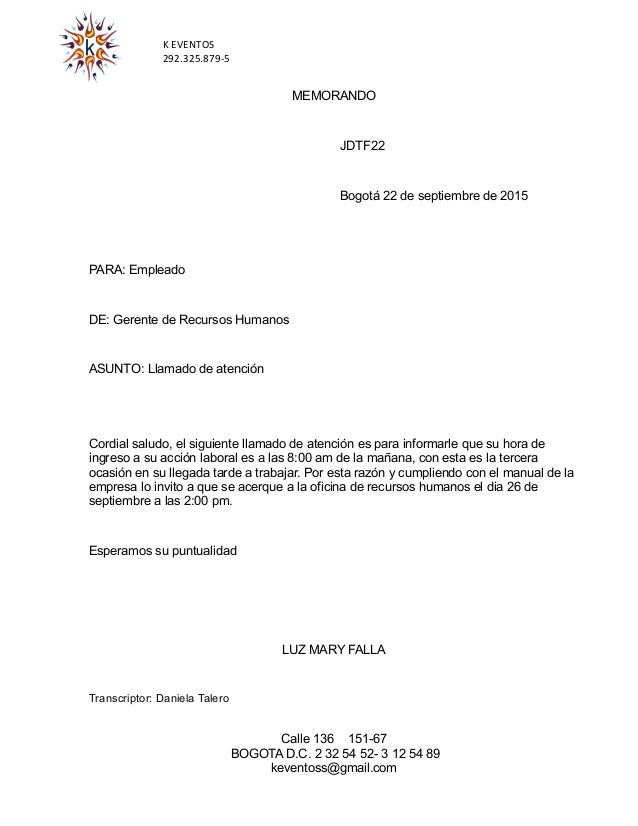 Ejemplos De Memos Para Empleados