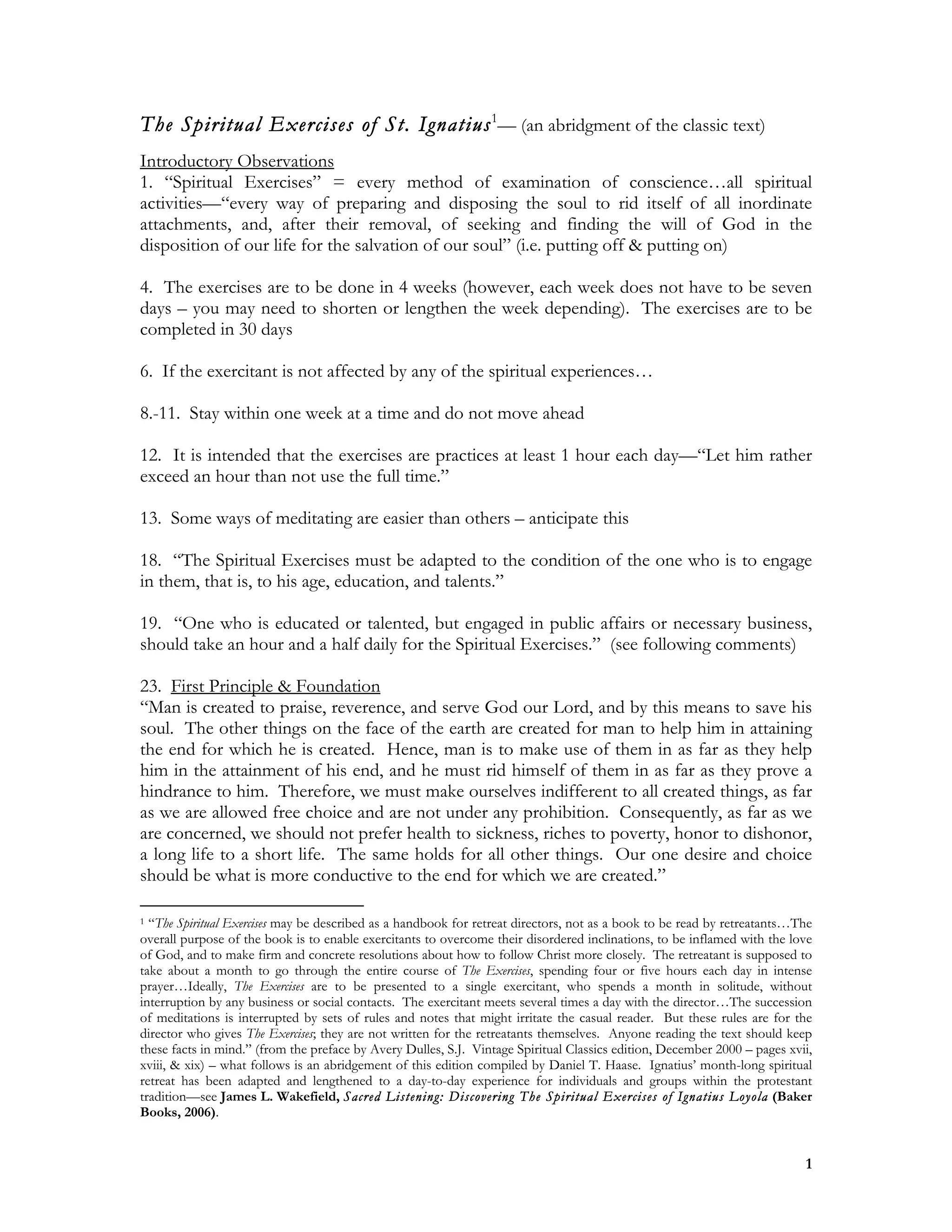 an abridgment of The Spiritual Exercises of St. Ignatius | PDF