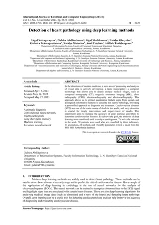 Detection of heart pathology using deep learning methods | PDF