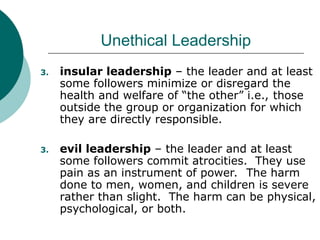 Bad leadership. An educational summary in slides | PPT
