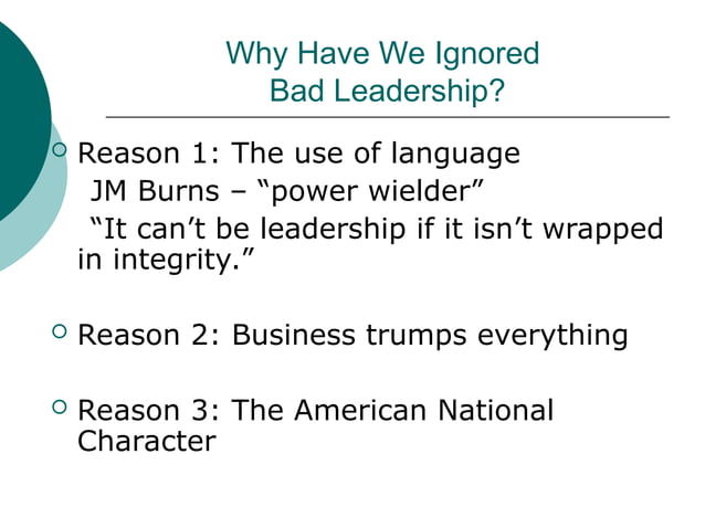 Bad leadership. An educational summary in slides | PPT