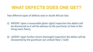 Voetstoots Clauses in Sale Agreements | PPT