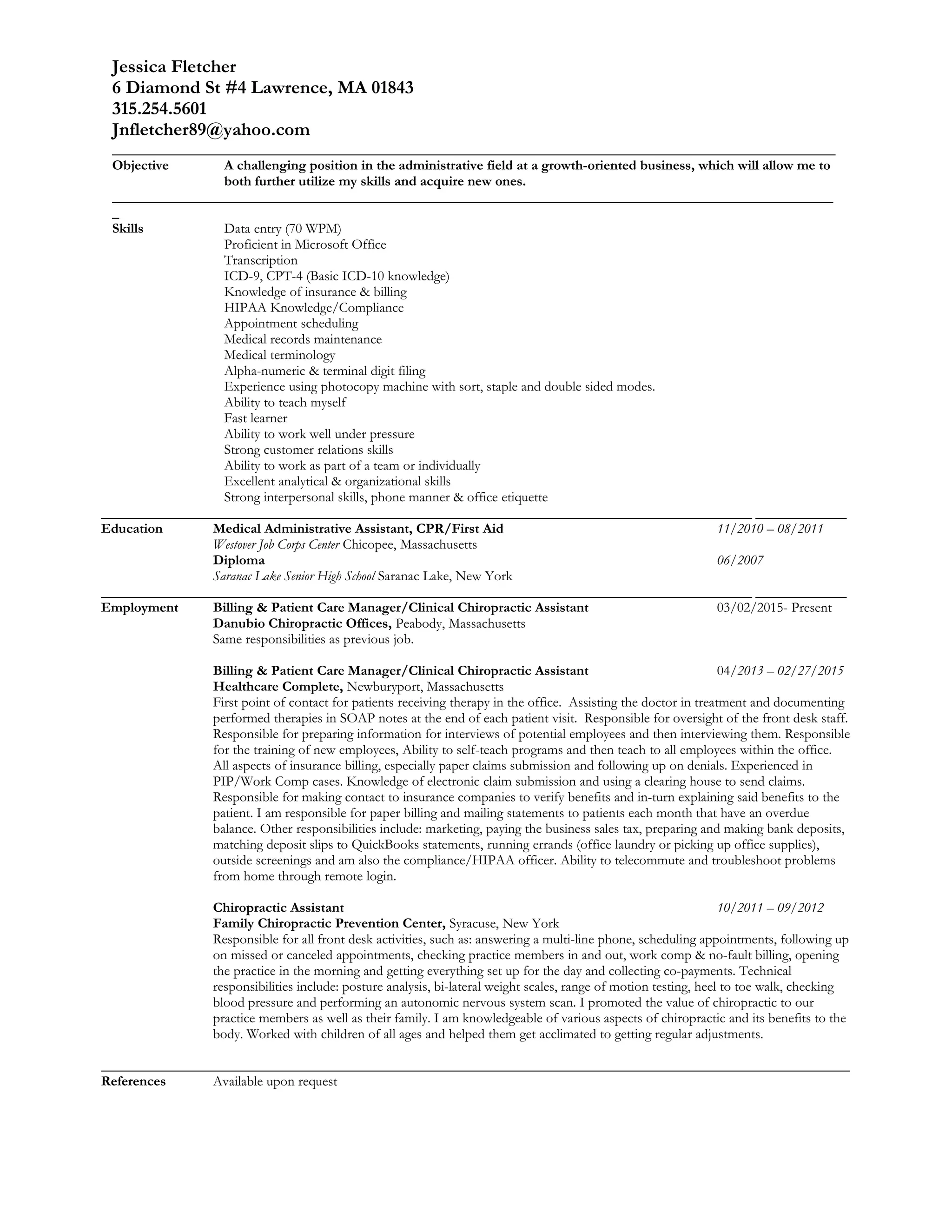 2015 Resume Word Format JF | DOC