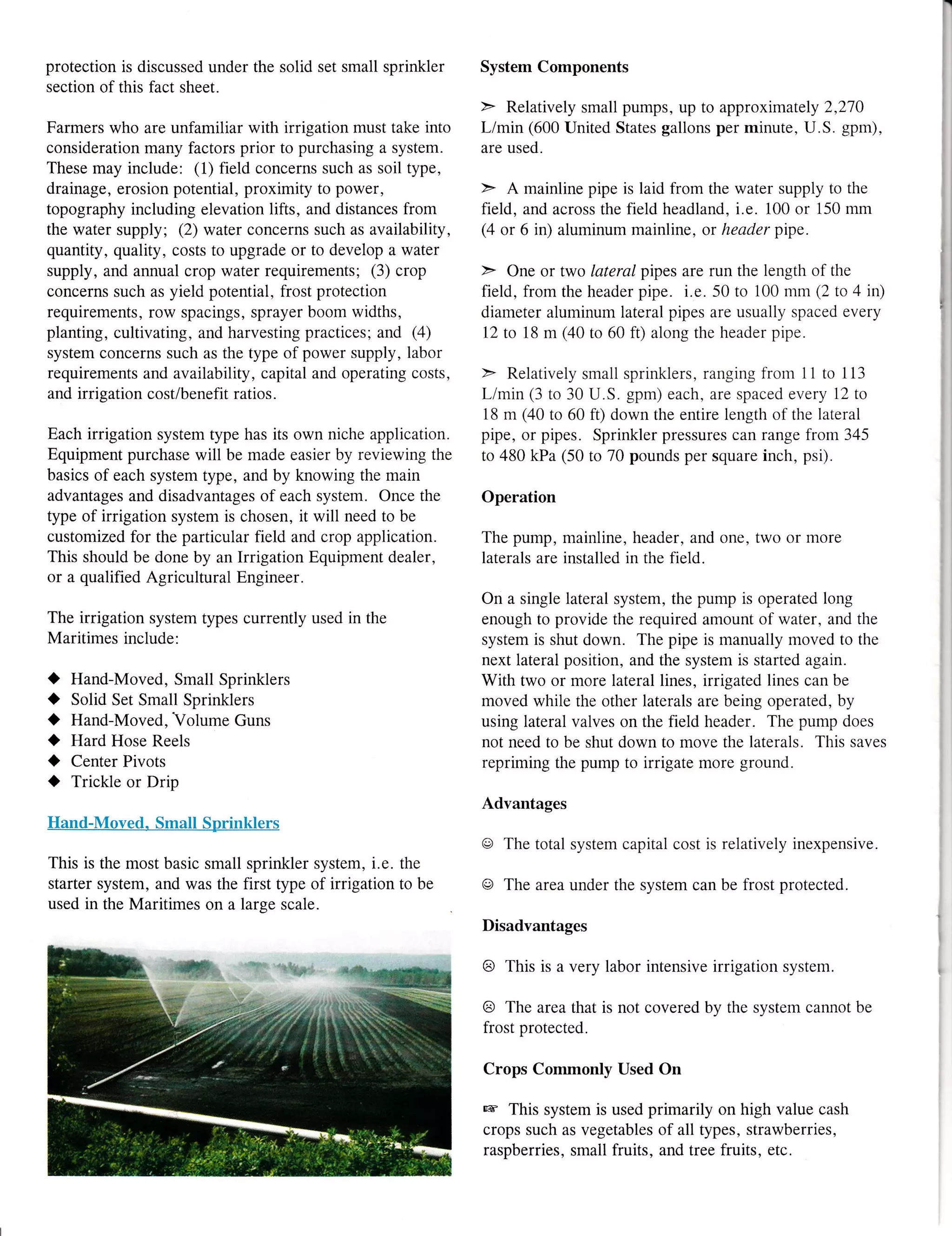 Irrigation System Types & Typical Applications 1996 | PDF | Water ...