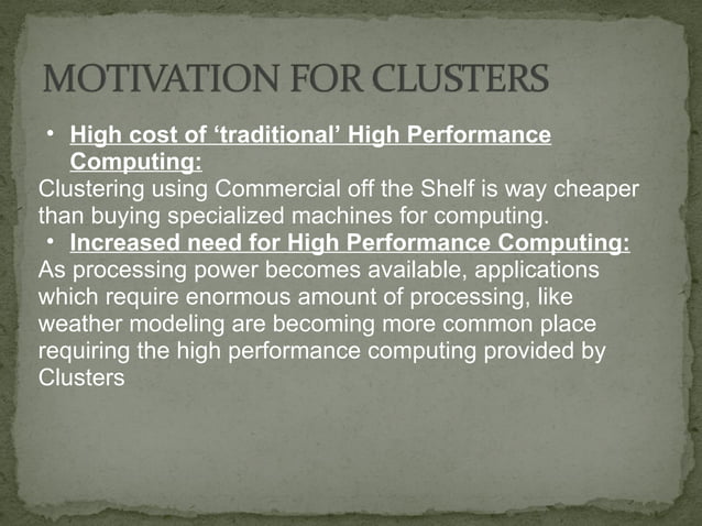 CLUSTER COMPUTING | PPT | Programming Languages | Computing
