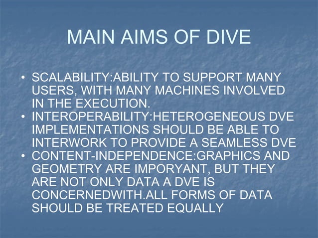 DISTRIBUTED INTERACTIVE VIRTUAL ENVIRONMENT | PPT | Computing | Technology & Computing