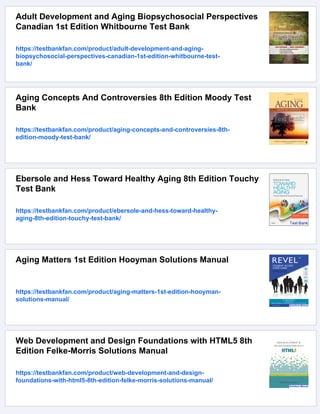 Adult Development and Aging 8th Edition Cavanaugh Solutions Manual | PDF