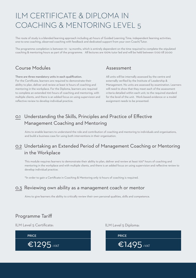 ILM Level 5 Programme in Coaching and Mentoring Flyer | PDF