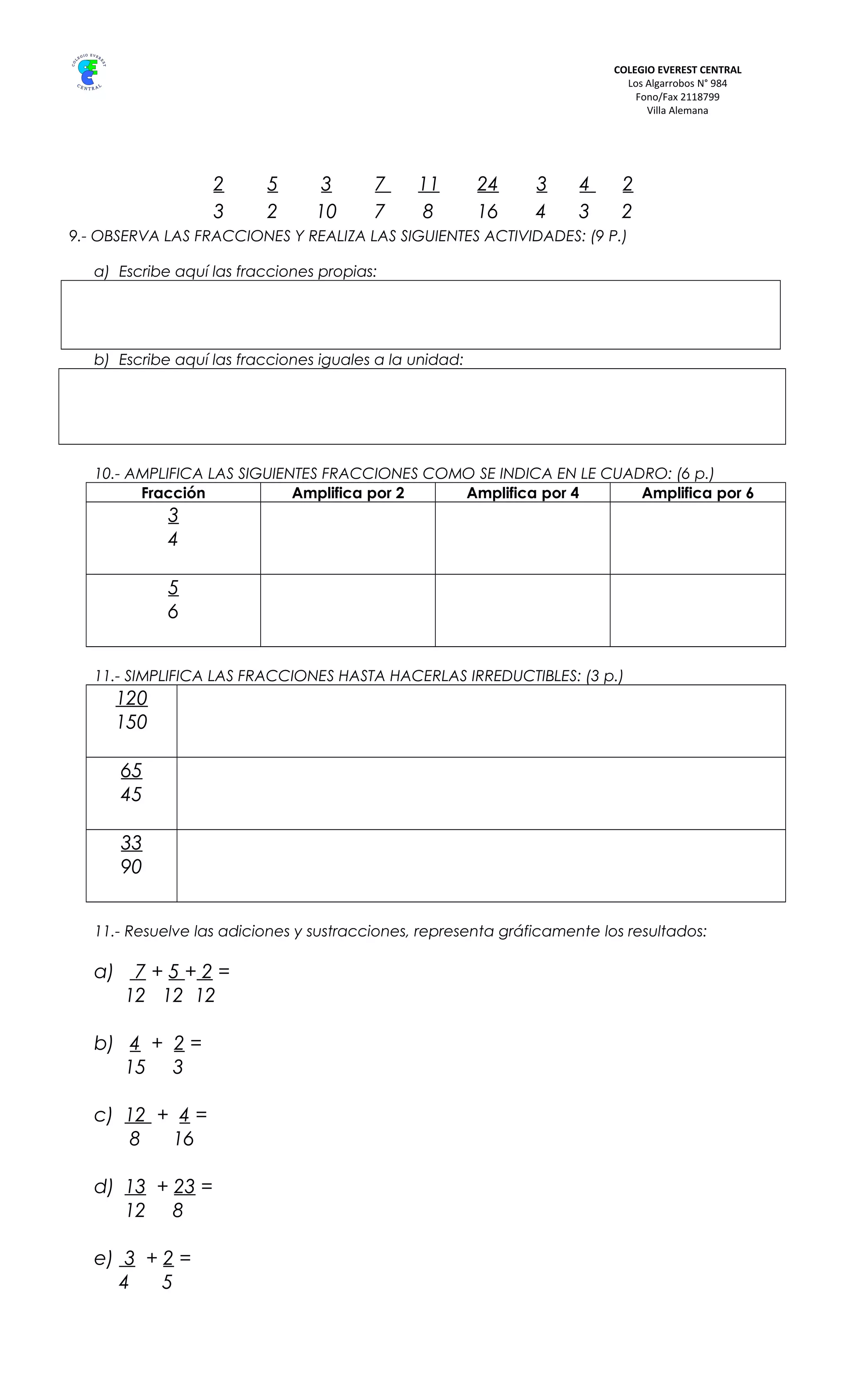 68570343 prueba-de-fracciones-5to-basico | DOC | Educational Assessment ...