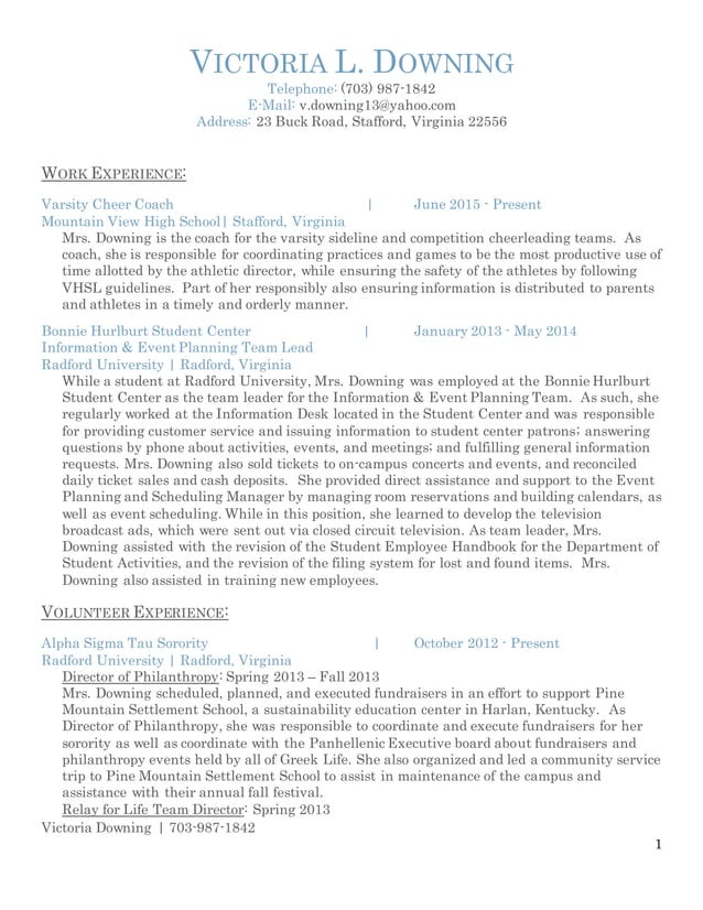 Victoria Downing Resume | PDF | Free Download