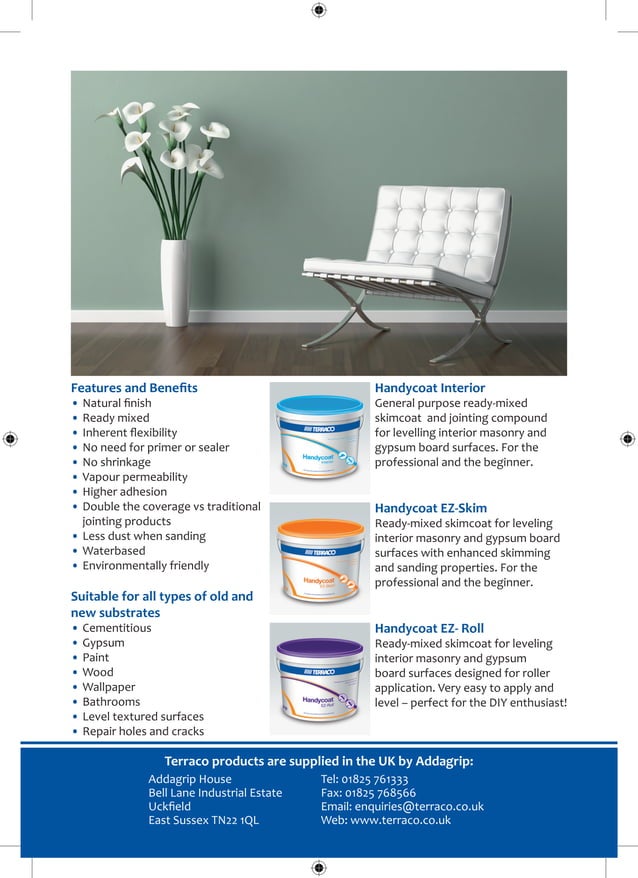 13600 Terraco Handycoat flyer - Interior, EZ Skim, EZ Roll | PDF