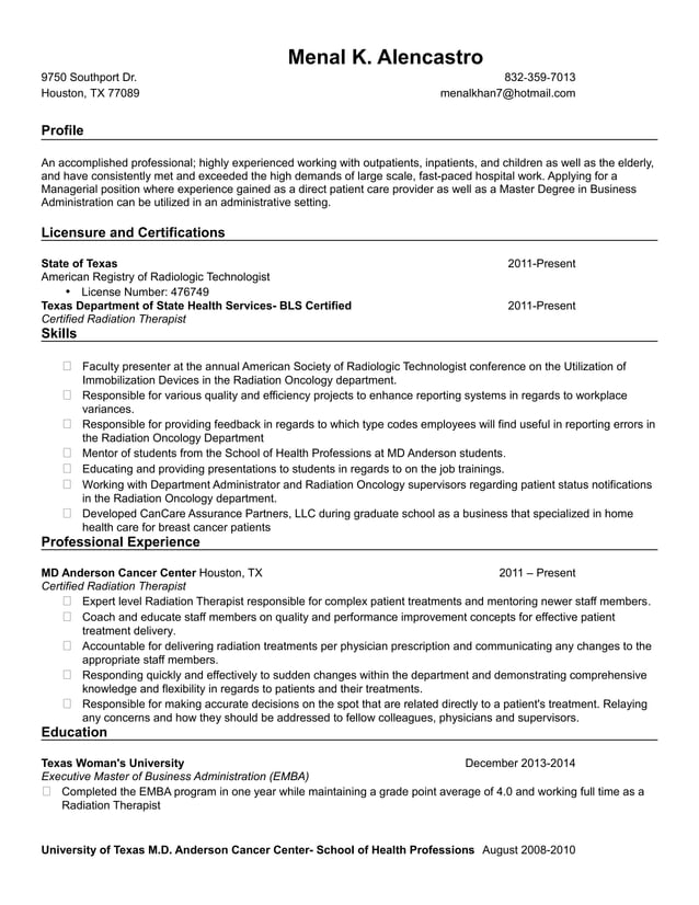 MBA Resume | RTF