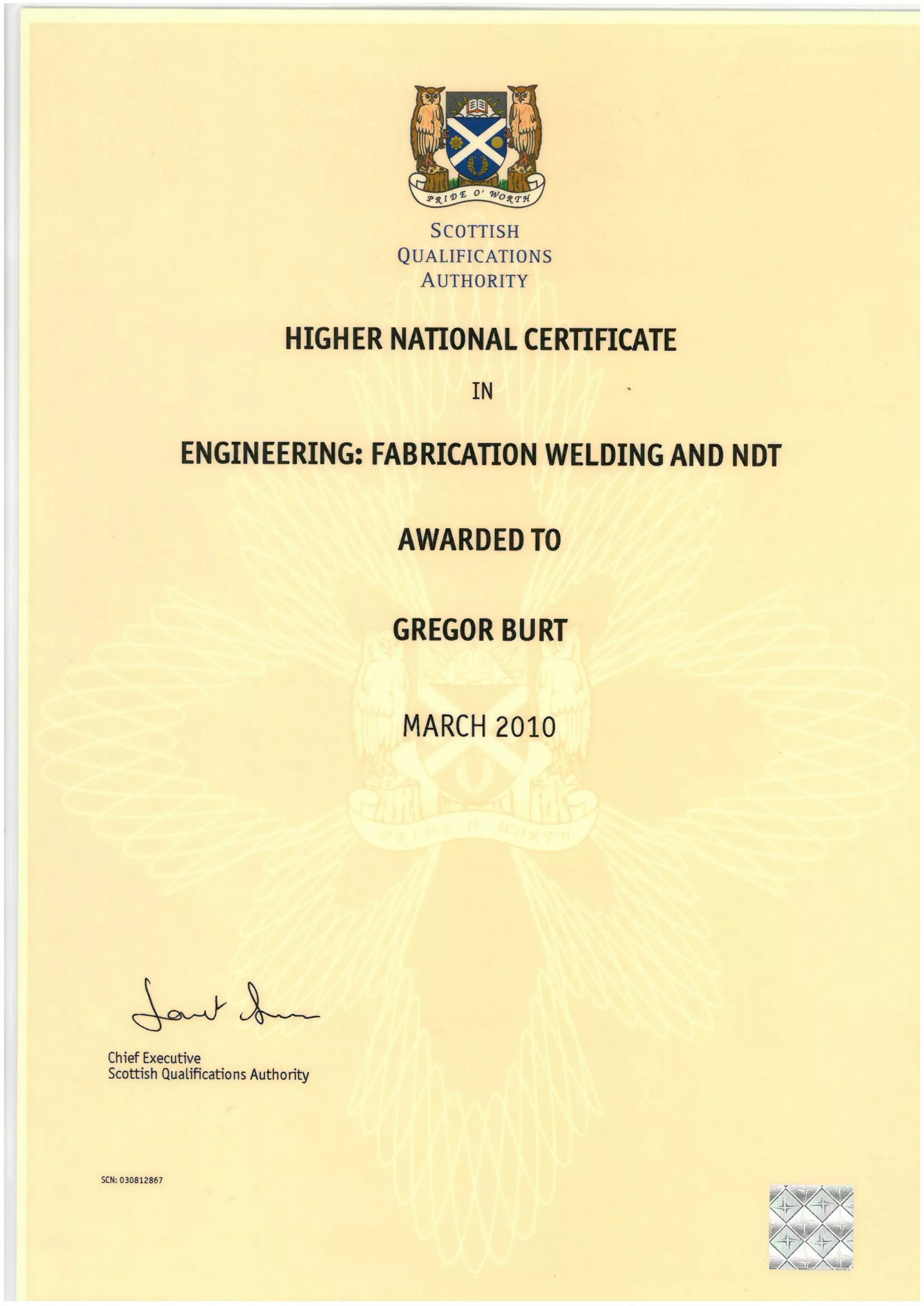 HNC in Fabrication and Welding and NDT | PDF