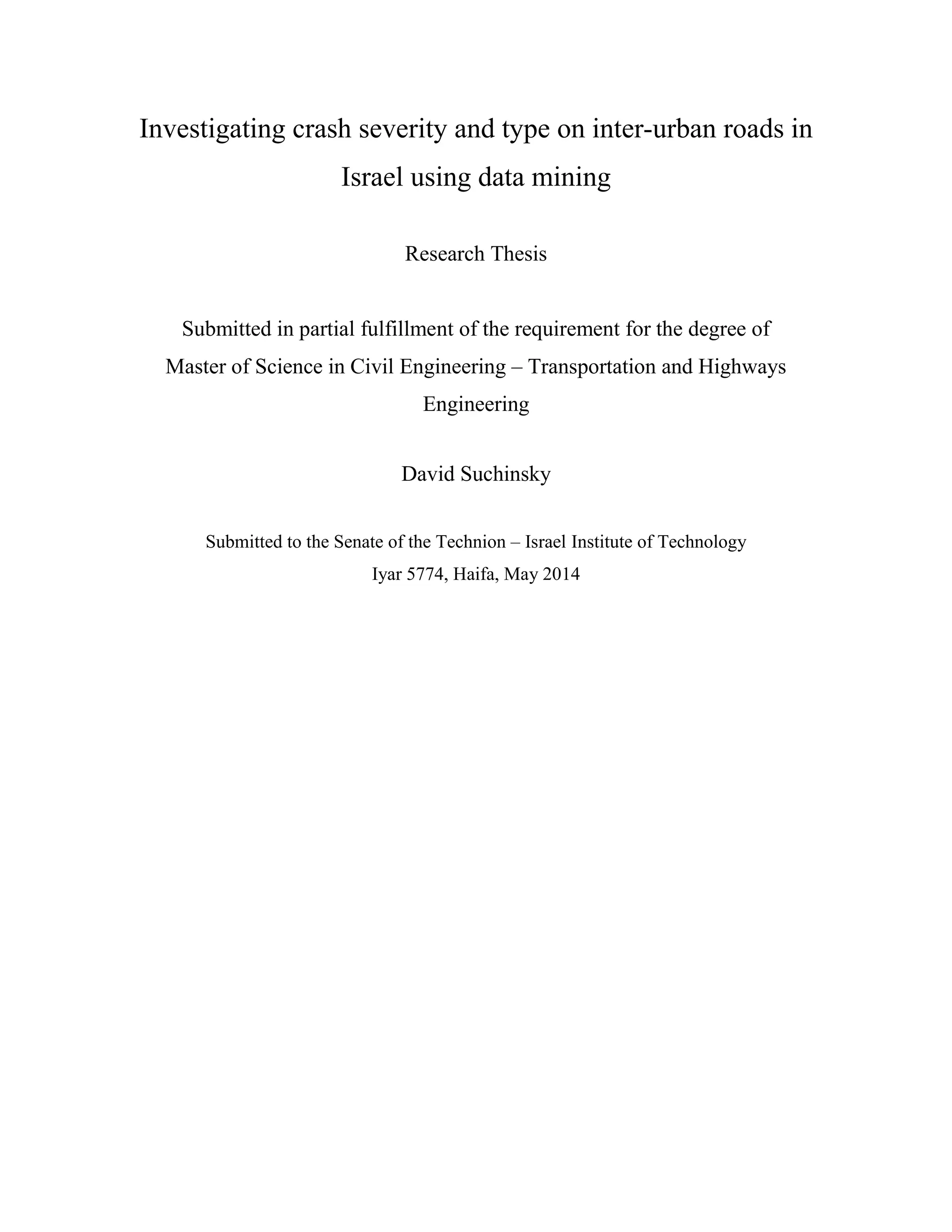 Thesis - Investigating crash severity and type | PDF