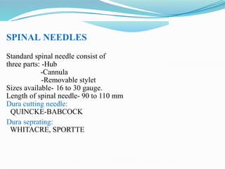 Spinal Anesthesia consideration intraoperative and post operative | PPTX