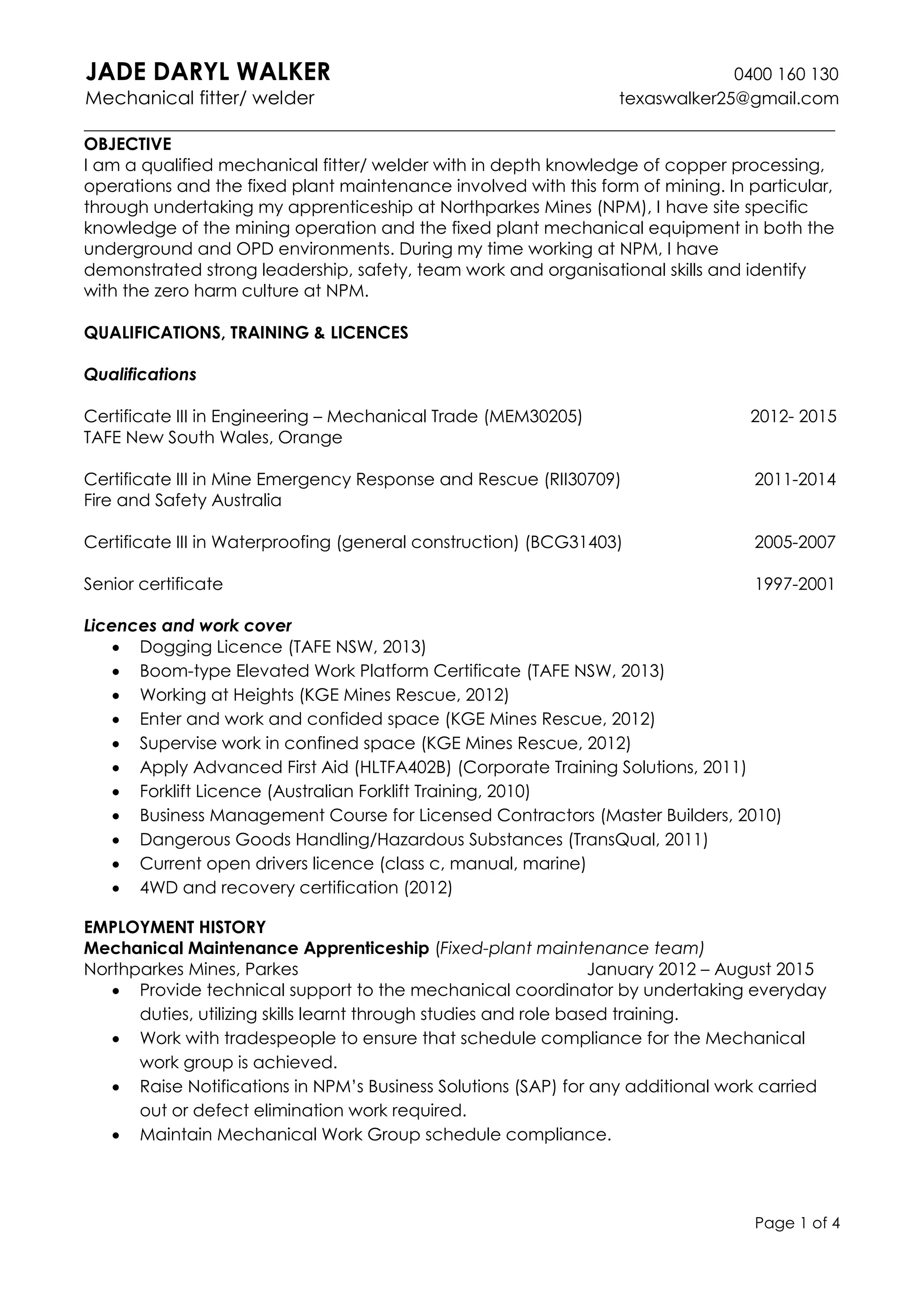 Jade Walker CV_2015 | PDF
