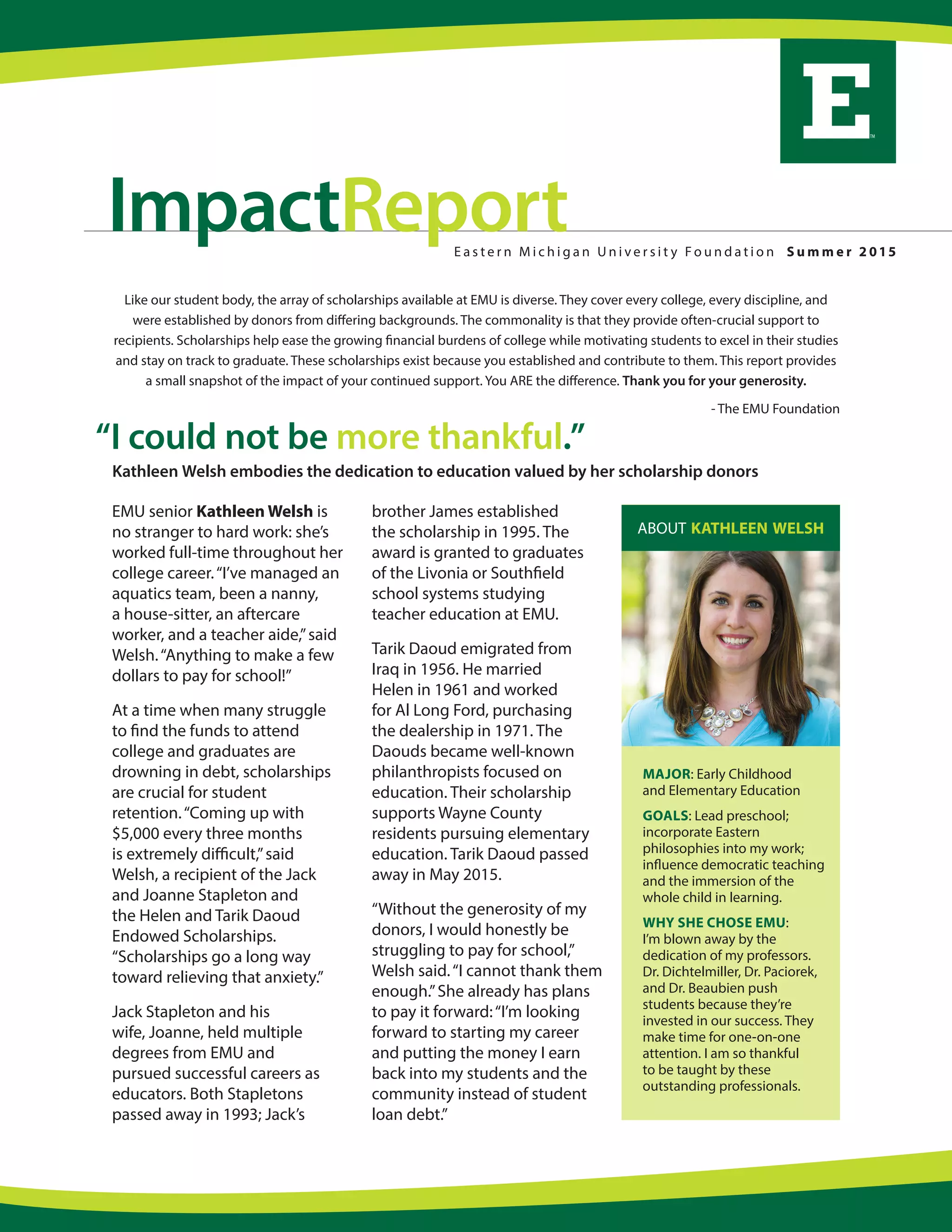 EMU Foundation Impact Report_Summer 2015 | PDF