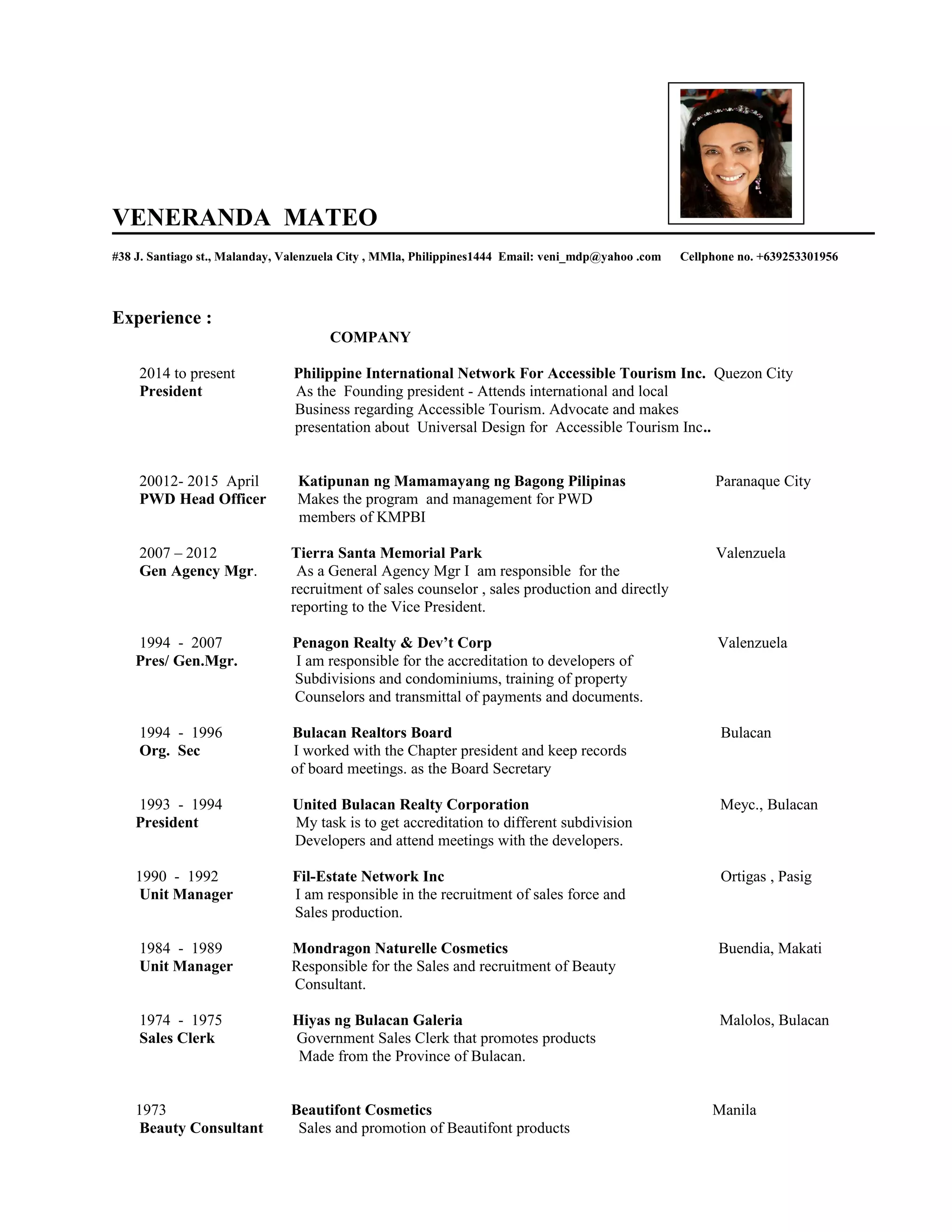 VENERANDA-MATEO-CV-Profile-data-updated-Sept-1 (1) | PDF