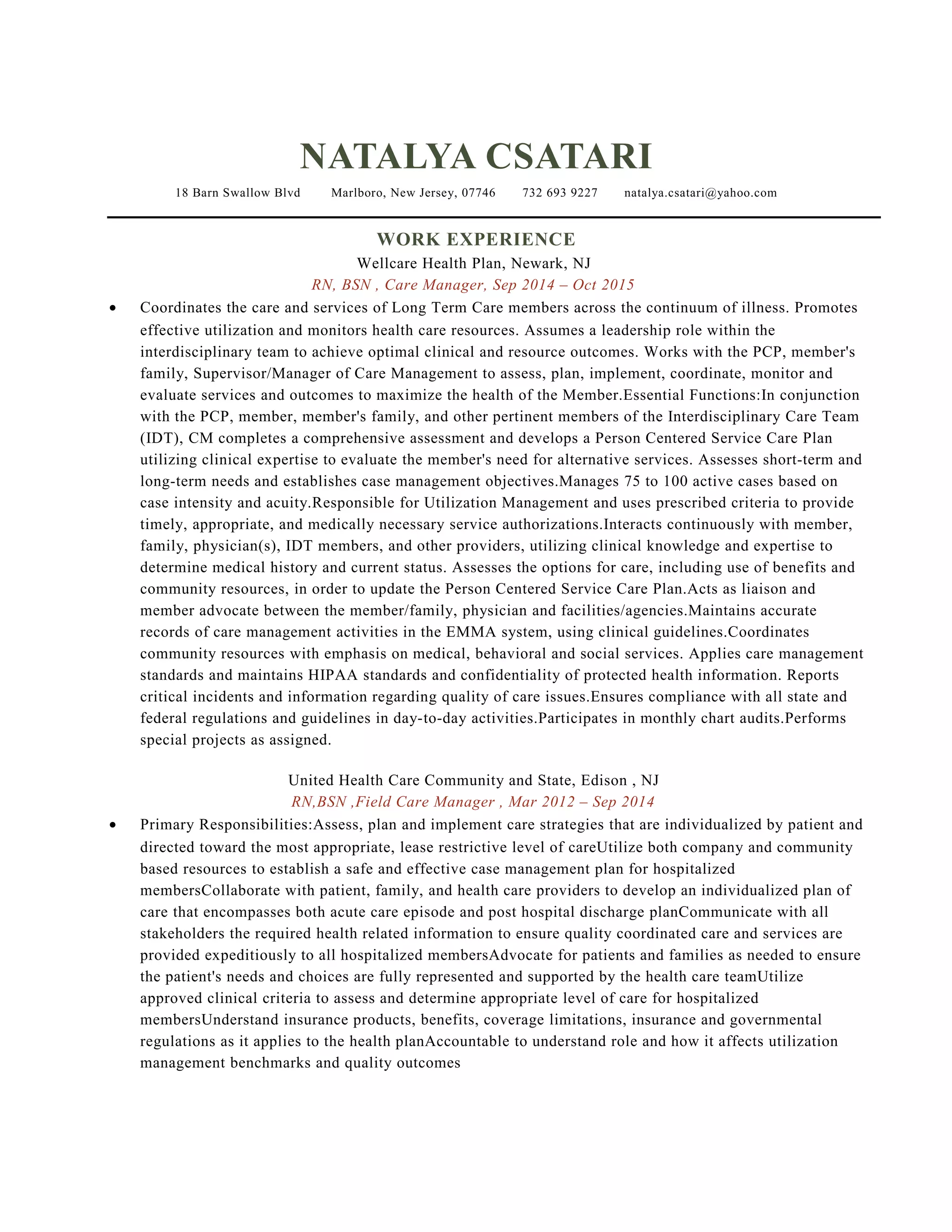 Resume _ Natalya Csatari | DOC