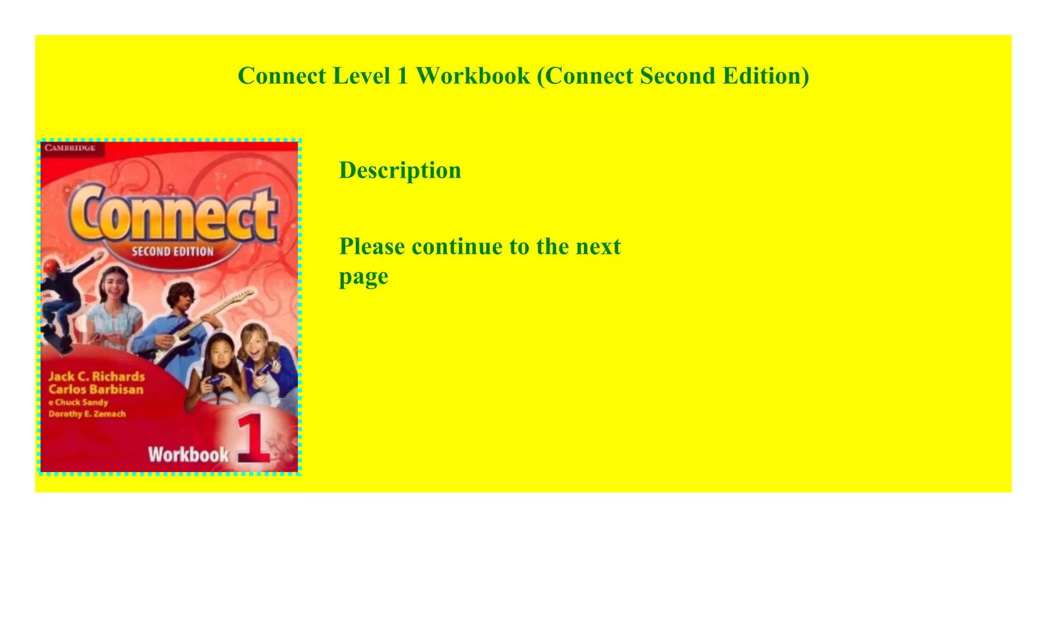 Connect Level 1 Workbook (Connect Second Edition) [P.D.F_book]@@ | PDF