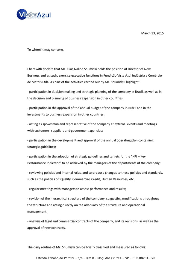 Carta FVA -English | PDF | Executive Leadership & Management | Business