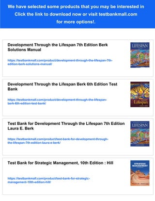 Development Through the Lifespan 7th Edition Berk Test Bank | PDF