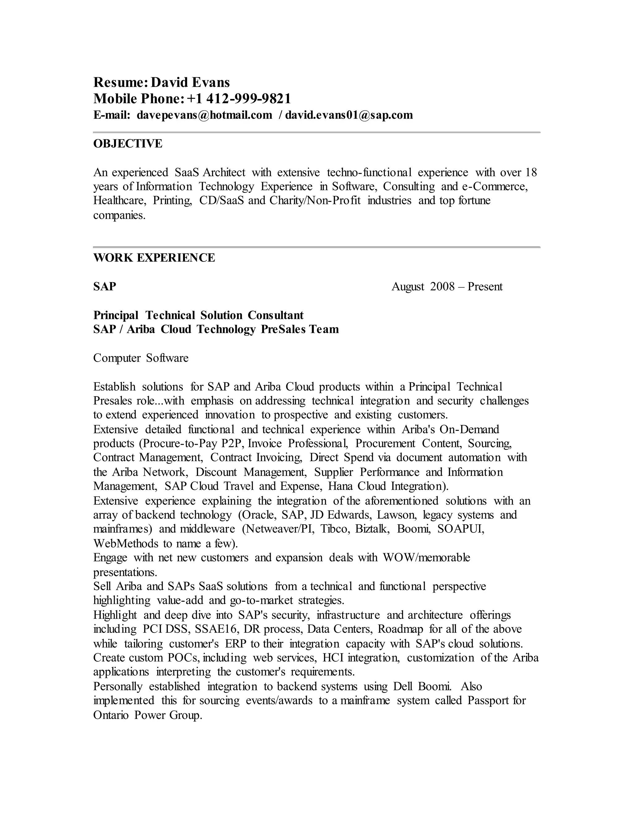 David Evans Resume_10022015 | PDF