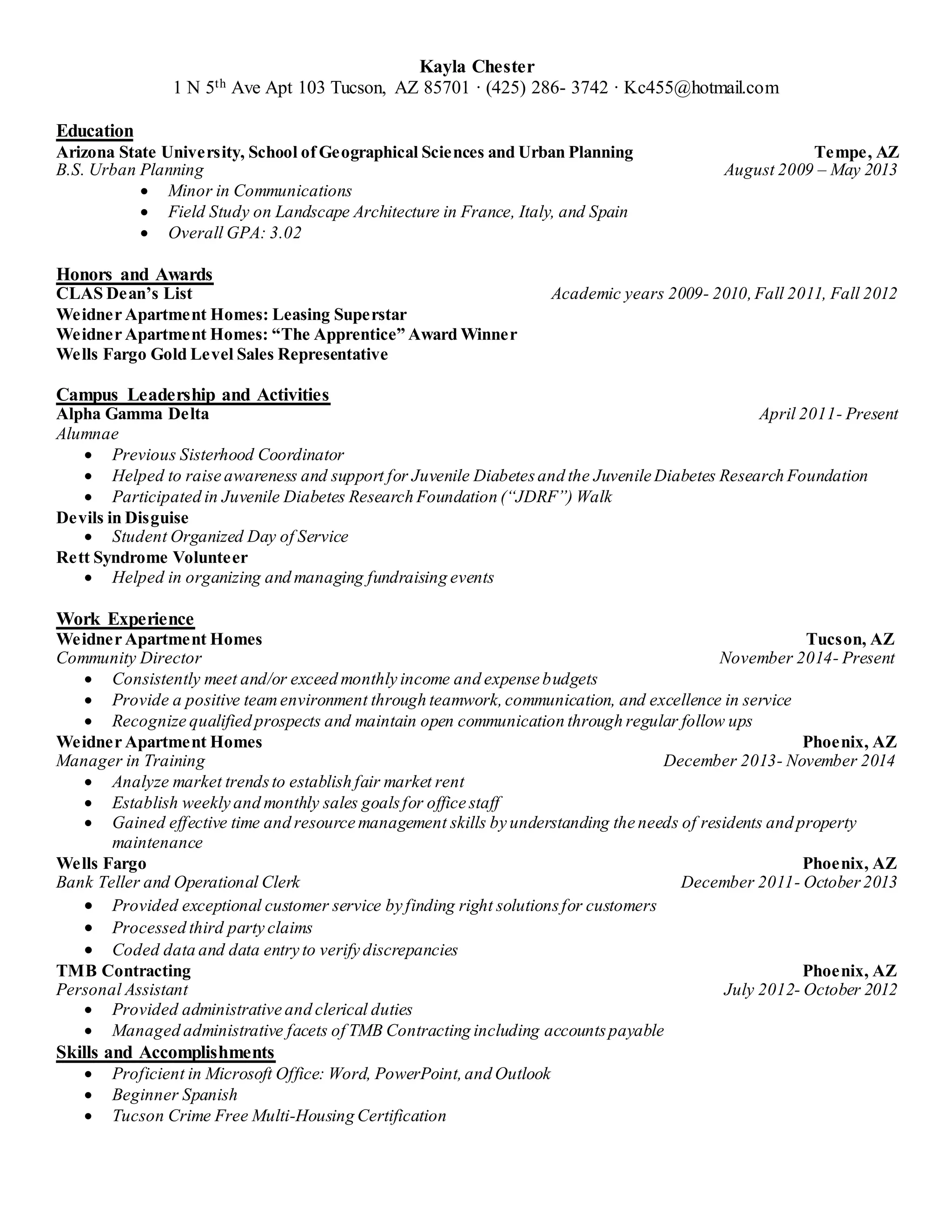 KaylaResume | DOCX | Office Property | Real Estate