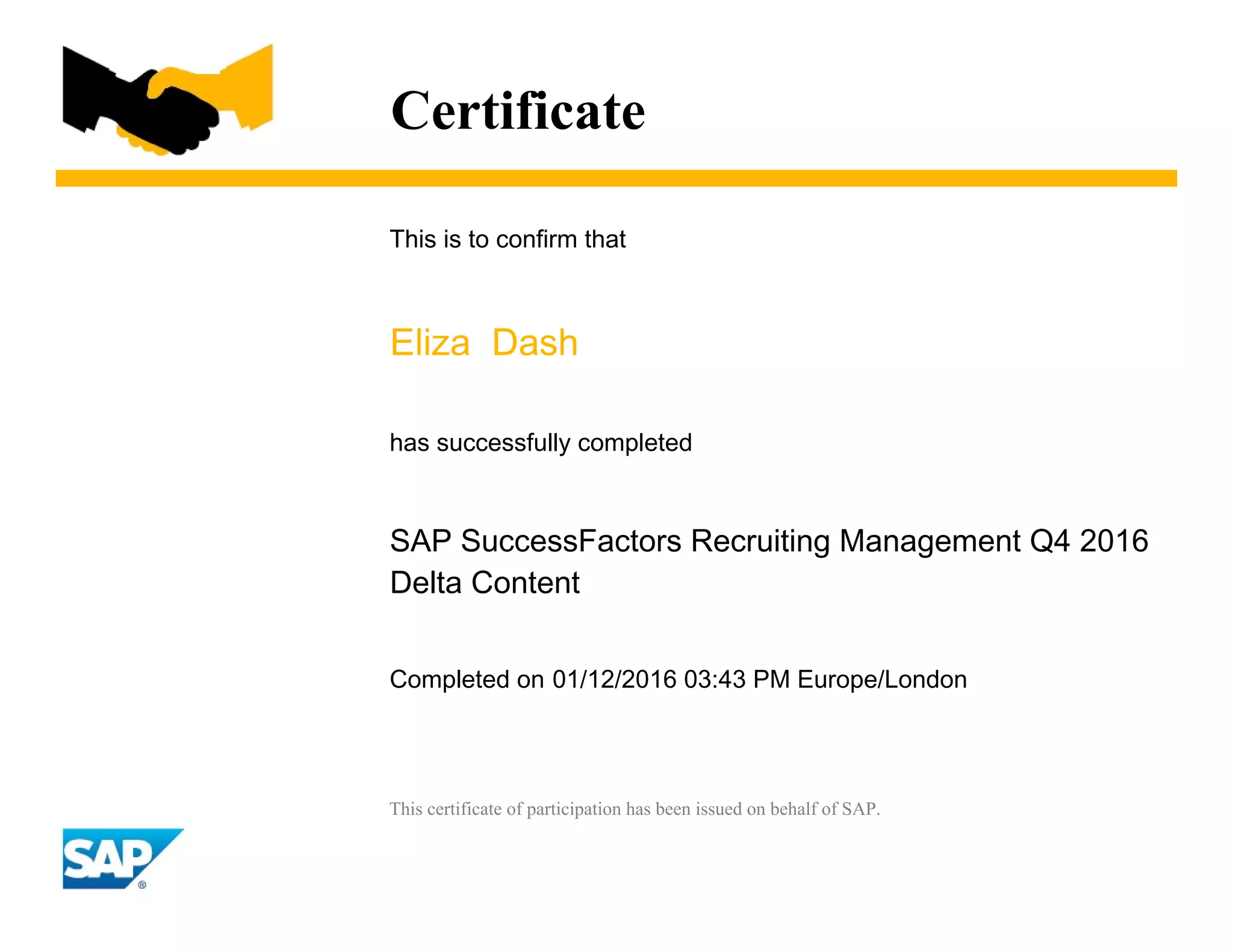 SAP SuccessFactors Certification for Recruiting Management | PPT